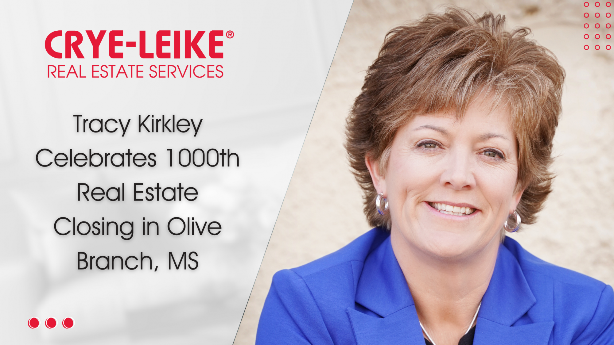 Tracy Kirkley Celebrates 1000th Real Estate Closing in Olive Branch, MS